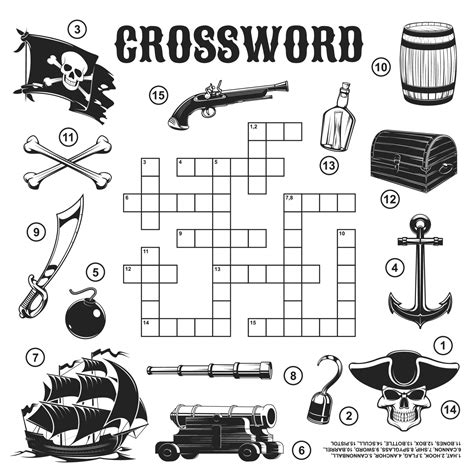 Pirate Corsair Objects Crossword Grid Find Word 20772206 Vector Art