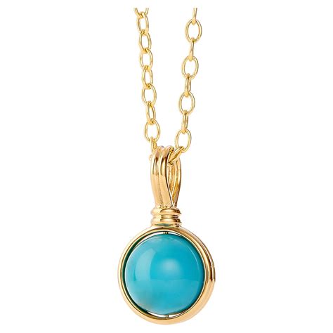 Syna Yellow Gold Sleeping Beauty Turquoise Pendant With Champagne