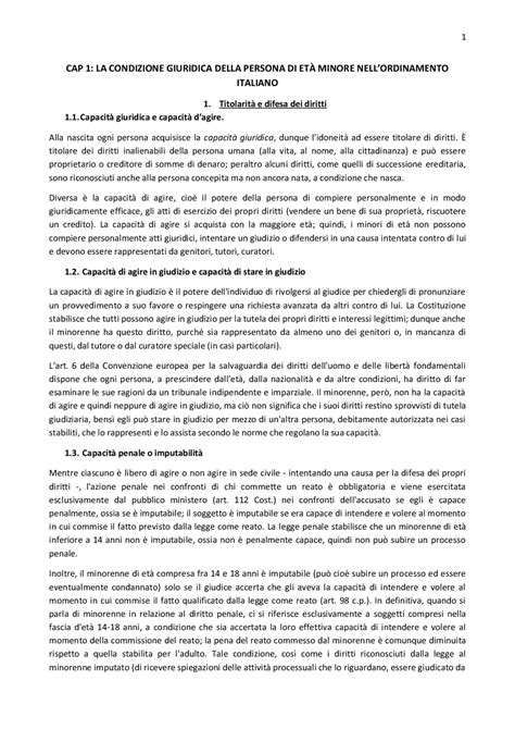 Riassunto Completo Di Elementi Di Diritto Minorile Magno Dispense