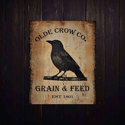 Printable Olde Crow Sign Rustic Halloween Decor Digital Download 8x10