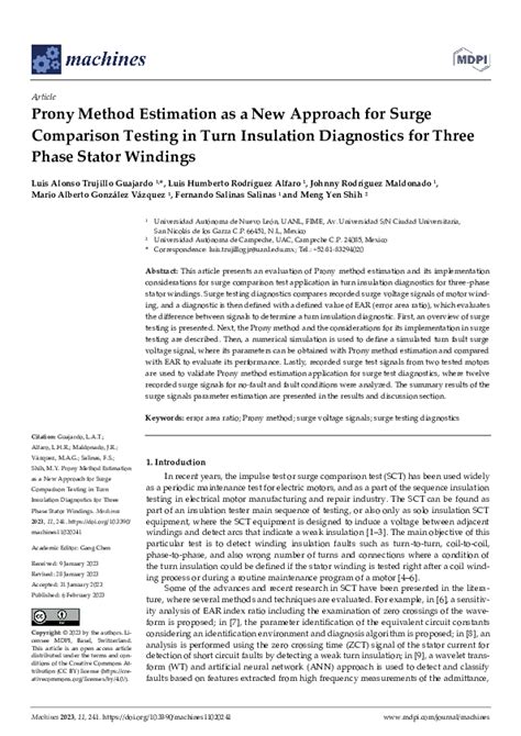Pdf Prony Method Estimation As A New Approach For Surge Comparison Testing In Turn Insulation