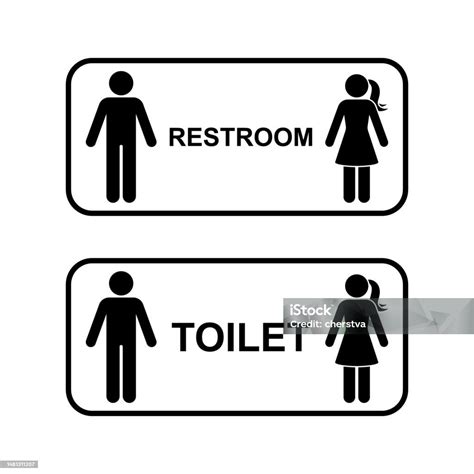 Toilet Umum Toilet Icon Pria Wanita Vektor Set Tanda Simbol Tongkat