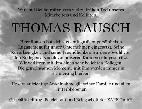 Traueranzeigen Von Thomas Rausch Nordbayerischer Kurier