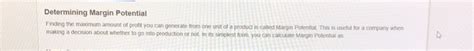 Solved Determining Margin Potential Finding The Maximum