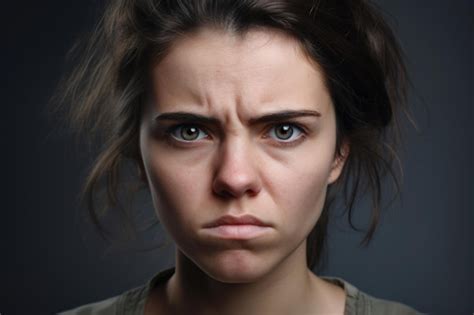 Premium Ai Image Closeup Portrait Of A Woman With Furrowed Brows And