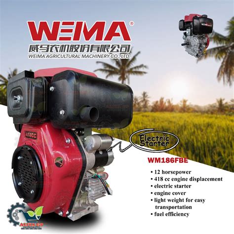 High Speed Air Cooled Diesel Engine With Electric Start 186fa 12hp