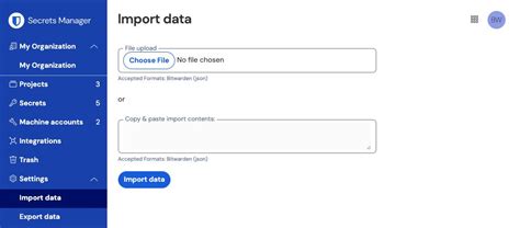 Import Data Bitwarden