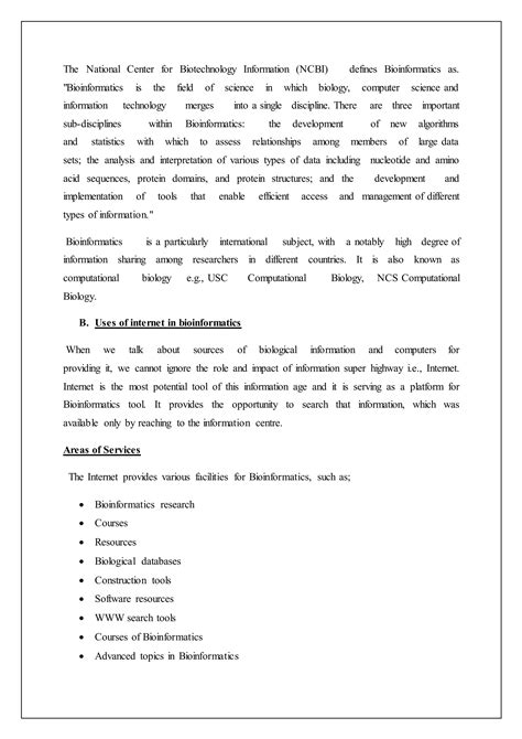Bioinformatics On Internet Docx Computing Technology And Computing