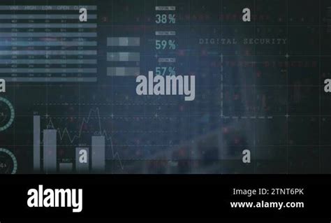 Animation Of Infographic Interface Over Multiple Texts Letters