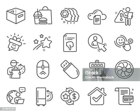 기술 아이콘이 설정됩니다 팬 엔진 파일 저장 엄지 손가락 아래로 표지판으로 아이콘이 포함되어 있습니다 벡터 0명에 대한 스톡 벡터 아트 및 기타 이미지 Istock