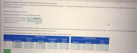 Solved Analyzing And Reporting Financial Statement Effects