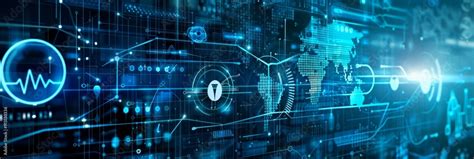 A Digital Landscape With A World Map Security Symbols And Data