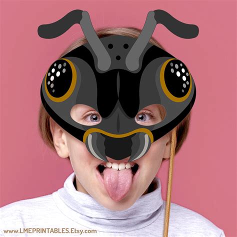 Ant Mask Printable Costume Black Insect Bug Crafts Halloween Activity