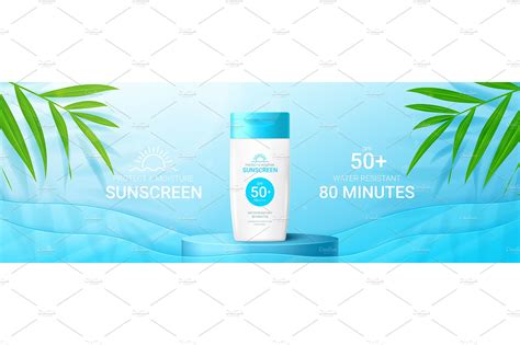 Template Of Sunscreen Ad Banner Healthcare Illustrations ~ Creative