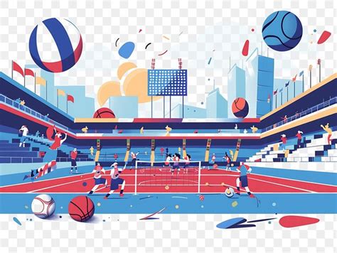 활기찬 스포츠 스타디움과 2d 플래트 선거에 참여하는 후보자 개념 아이디어 아트 프리미엄 Ai 생성 Psd