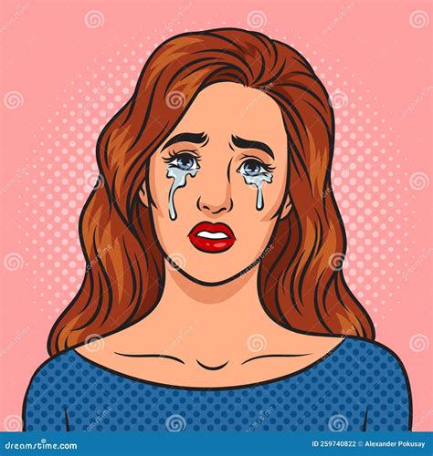 Crying Woman Pinup Pop Art Vector Illustration Stock Vector