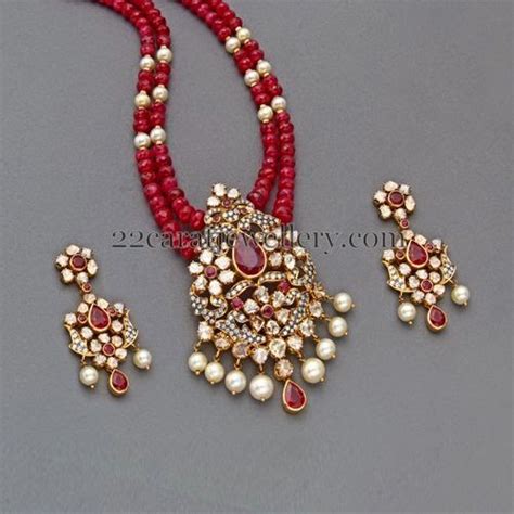 Ruby Beads Set With Designer Locket Jewellery Designs