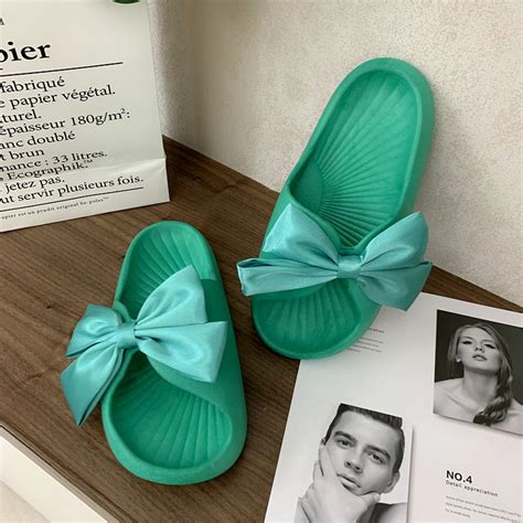 Mga Tsinelas Na Pambabae Summer Ins Satin Bow Tsinelas Estilo Ng