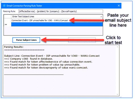 Email Connector Parsing Rules ConnectWise Manage VISIONARY 360