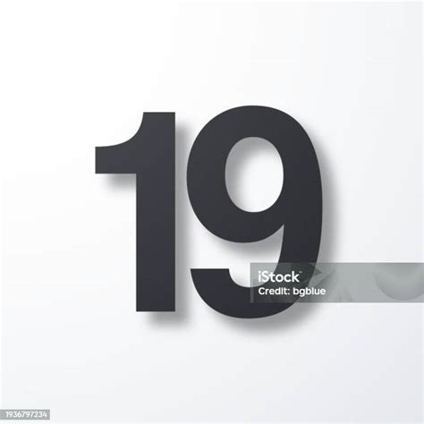 19 Number Nineteen Icon With Shadow On White Background Stock Illustration Download Image Now