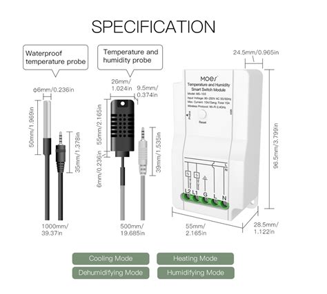 Moes Wifi Smart Temperature Humidity Sensor Dual Relaywm 103ms Module