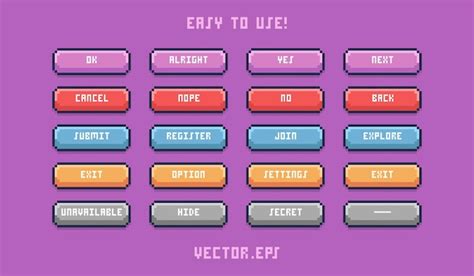 Premium Vector Collection Set Button Action Game Ui In Pixel Art Cute