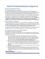 GTS Assignment Fall MW Docx Global Trading Simulation Assignment Global Trading