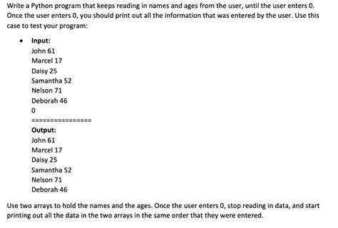 solved write a python program that keeps reading in names