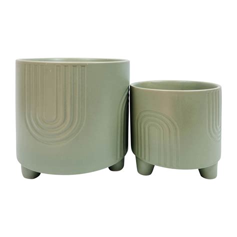 Ebern Designs Polemoine 2 Piece Ceramic Pot Planter Set Wayfair