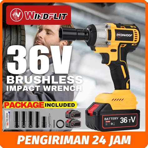 Jual IRONHOOF V Impact Wrench Tool Cordless Bor Baterai Cordless Electric Wrench Rechargeable