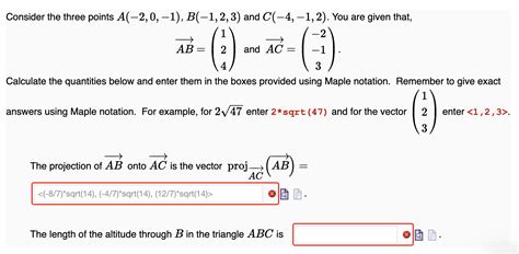Solved Consider The Three Points A−20−1b−123 And