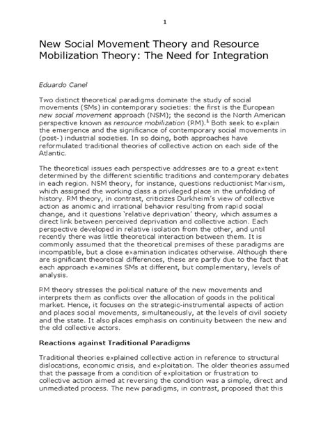 New Social Movement Theory And Resource Mobilization Theory Pdf Social Movements Social Group