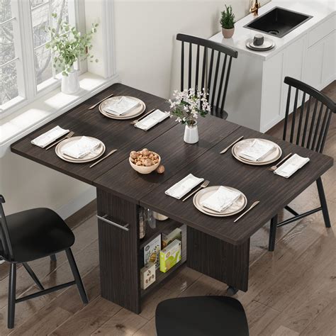 Idealhouse Drop Leaf Small Space Saving Folding Dining Table Dark