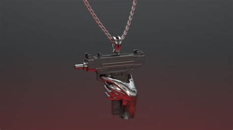 Pendant Uzi On Hand 3d Model 3d Printable Cgtrader