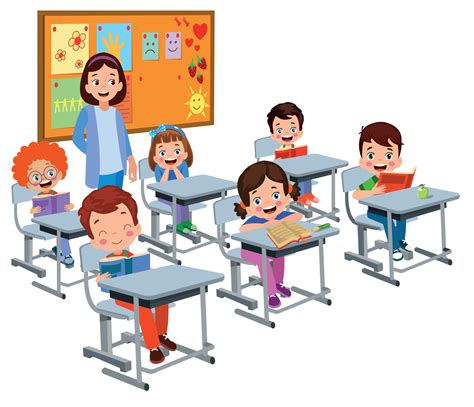 Cute Students In Class At School 16387237 Vector Art At Vecteezy