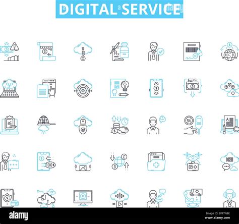 Digital Service Linear Icons Set Online Virtual Connected Social Automated Efficient