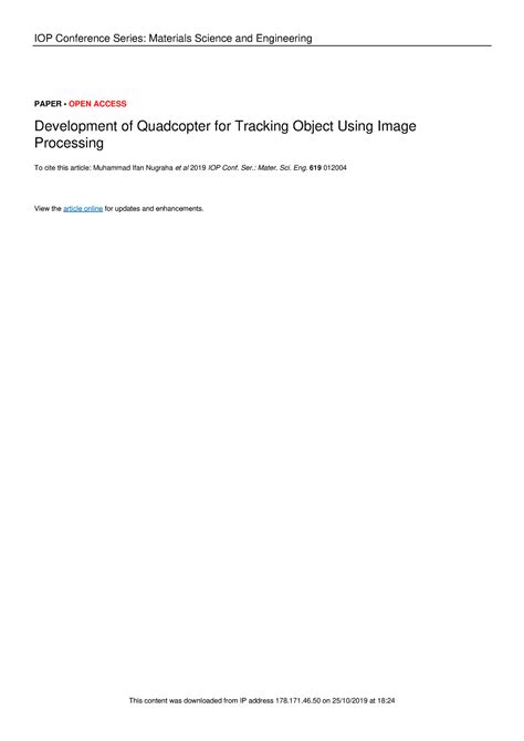 development of quadcopter for tracking object usin ser mater sci