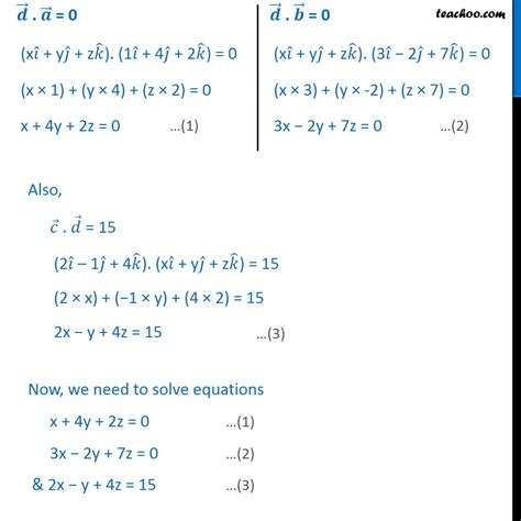 Misc Find Vector D Perpendicular To A B And C D