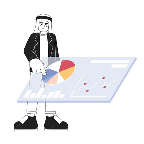 Premium Vector Saudi Man Touching Marketing Analytics Dashboard Black