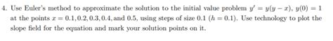 Solved Use Euler S Method To Approximate The Solution To Chegg