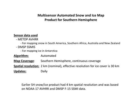 ppt multisensor automated snow and ice map product for southern