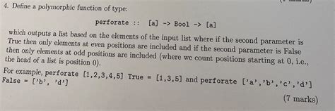 solved 4 define a polymorphic function of type perforate
