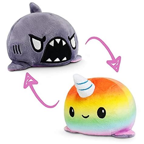 Teeturtle The Original Reversible Shark Narwhal Plushie Gray