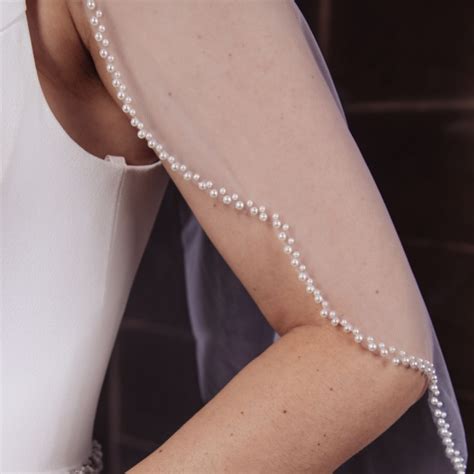 Perfect Bridal Ivory Single Tier Pearl And Crystal Edge Cathedral Veil