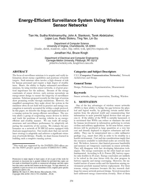 energy efficient surveillance system using wireless sensor networks
