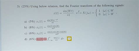 solved 3 25 using below relation find the fourier