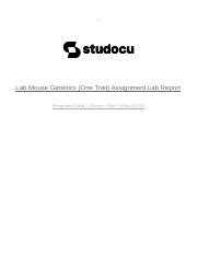 Exploring Lab Mouse Genetics And Phenotypes In Assignments Course Hero