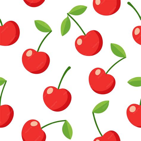 Cherry Fruit Seamless Pattern Vector Art And Illustration Premium Ai