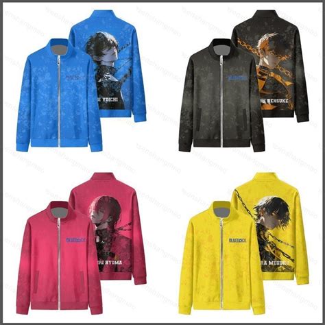 Ps1 Blue Lock เสื้อกันหนาวคอปกขาตั้ง Nagi Sishiro Isagi Yoichi Chigiri