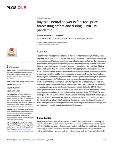 (PDF) Bayesian neural networks for stock price forecasting before and during COVID-19 pandemic